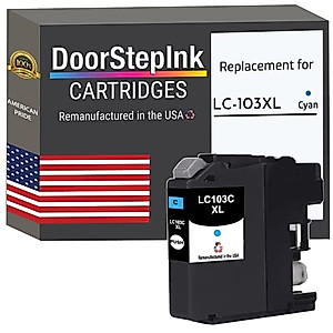 DoorStepInk Remanufactured in The USA Ink Cartridge Replacements for Brother LC103 Cyan for Printers MFC-J4310DW MFC-J4410DW MFC-J450 DW MFC-J875DW MFC-J870DW MFC-J6920DW
