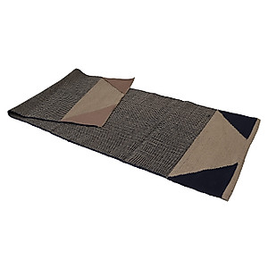 KD Yoga Rug Blanket Convert Plastic Yoga Mat to Eco Friendly 100% Cotton Gripping with Corner Pocket (Grey-Navy)