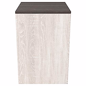 Signature Design by Ashley Dorrinson Modern Farmhouse Filing Cabinet with 2 Drawers, Whitewash & Brown
