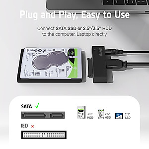 WEme USB 3.0 to SATA Converter Adapter for 2.5 3.5 Inch Hard Drive Disk SSD HDD, Power Adapter and USB 3.0 Cable Included
