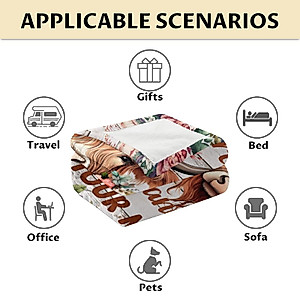 Personalized Highland Cow Blanket -60x80 Inches Twin Size Throw Blanket for Girls - Soft Fuzzy Blankets for Couch, Living Room & Office - White Cute Cozy Blankets Gift