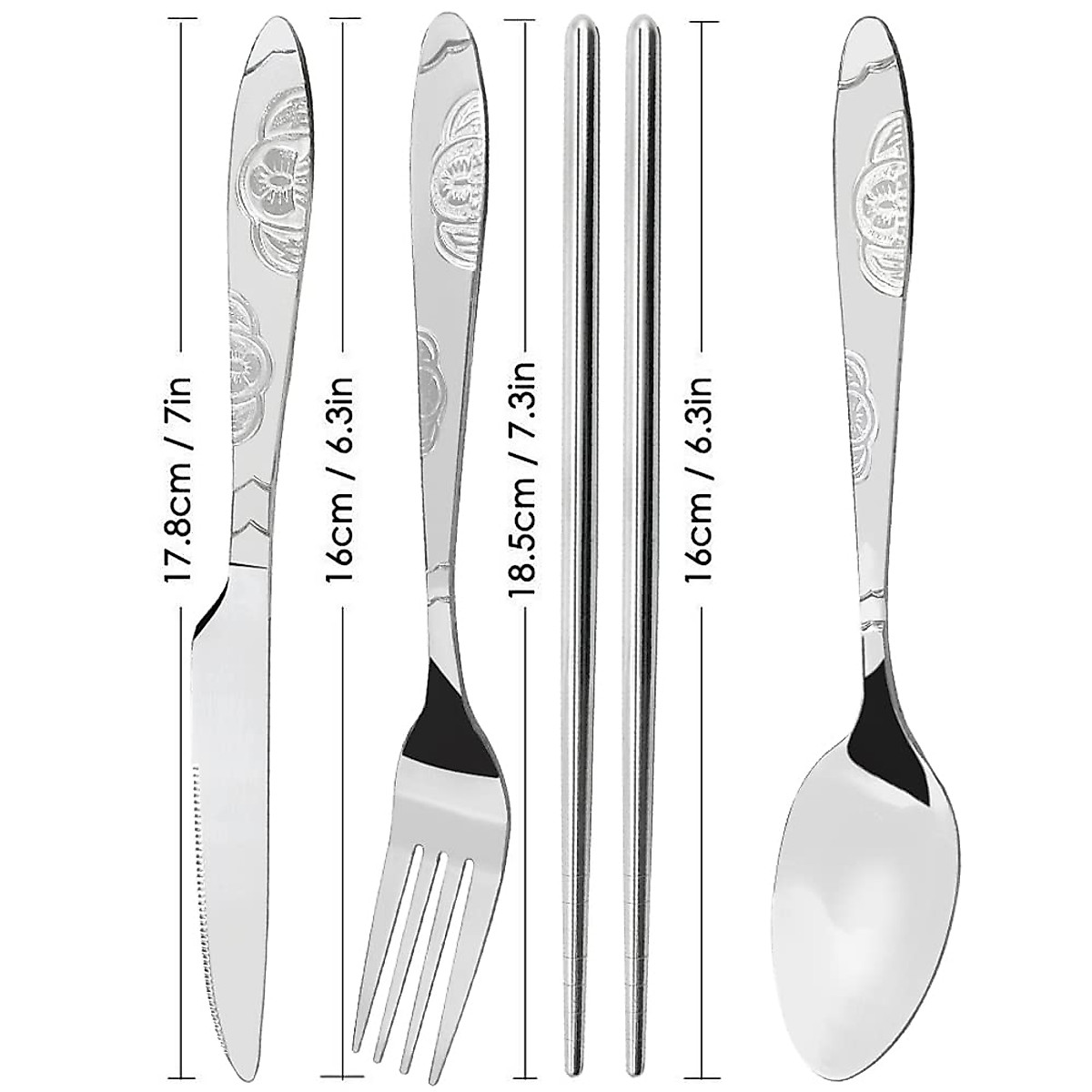 3 Pack Camping Silverware Set, CKANDAY 12 Pcs Knife Fork Spoon Chopsticks Stainless Steel with Carrying Case Rustproof Tableware Flatware for Traveling Picnic Working Hiking-Black/Blue/Light Blue