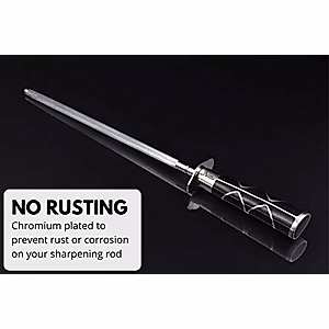 Professional Honing Steel (10” or 12”), Magnetized for Safety, No Rust, No Cheap Plastic! Noble’s Knife Sharpener Has an Oval Handle for a Firm Grip and is Built For Daily Use, Perfect for Chefs!