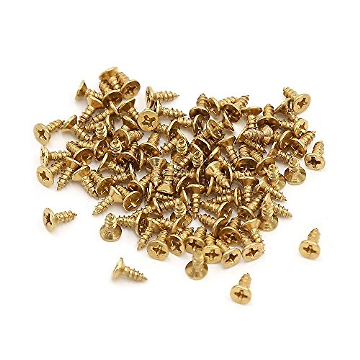 Small Household Screw, Linwood Phillips Flat Head Wood Screw [DIY Screw] for Kitchen/Office Decoration, Boxes/Pictures Decorative Accessories, ＃3 Screw, 200pcs (2×6mm/0.07×0.23in, Gold)