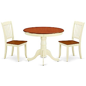 East West Furniture ANDA3-BMK-W Dining Room Table Set, 3-Pieces
