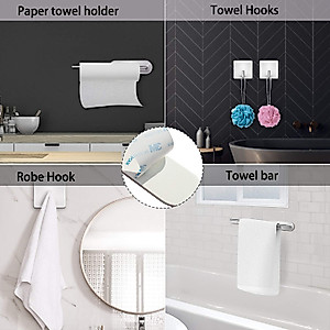 Paper Towel Holder - Self Adhesive Paper Towel Rack Under Cabinet Mount SUS304 Stainless Steel for Kitchen Bathroom Large Roll Paper, 4 Piece (Matte Black)