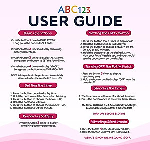 ABC123 Potty Training Watch 3 (2023 Edition) - Baby Reminder Water Resistant Timer for Toilet Training Kids & Toddler with Wireless Charging (Pink)