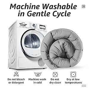 HYLEORY All Season Queen Size Bed Comforter - Cooling Down Alternative Quilted Duvet Insert with Corner Tabs - Winter Warm - Machine Washable - Light Grey