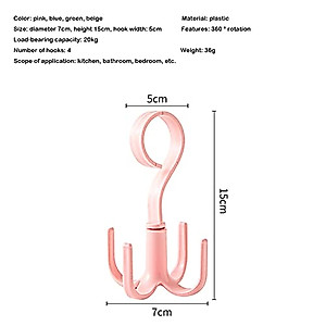 REIUYTHO 6PCS Closet Hanging Organizer Storage w/ 360° Rotatable Plastic Hangers | Multi-Function Hook for Clothes, Shoes, Kitchen, Towel, Purse & More