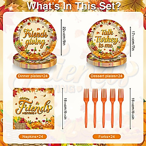 99 Pcs Friendsgiving Party Decorations, Friendsgiving Decorations Tableware Set Includes Happy Friendsgiving Banner, Friendsgiving Tablecloth, Friendsgiving Plates And Napkins Sets for 24 Guests