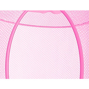 Libeder Mesh Hanging Storage Space Saver Bags Organizer,Foldable Storage Organizer 5 Compartments Toy Storage Basket for Kids Room Bathroom 2 Sets Pink