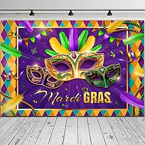Mardi Gras Party Decorations - Mardi Gras Party Backdrop Banner Masquerade Dancing Banner Backdrop for Mardi Gras,New Orleans Masquerade Party Supplies