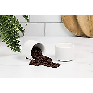 Folk Ceramics Leonard Double Walled Ceramic Espresso Cups | Set of 2, 3oz, Whisper White | Modern Insulated Stackable Demitasse Mugs for Espresso| Handleless, Durable, Dishwasher & Microwave Safe