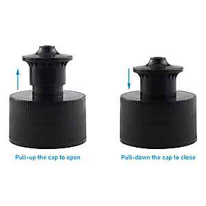 WHYHKJ 20PCS 28mm Water Bottles Push Pull Caps Sports Water Bottle Cap Replacement Top Hand Pull Cap(10 white, 10 black)