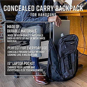 Concealed Backpack Holster for Men and Women, American Rebel Large Freedom Concealed Carry Backpack (Black/Orange Trim, Large)