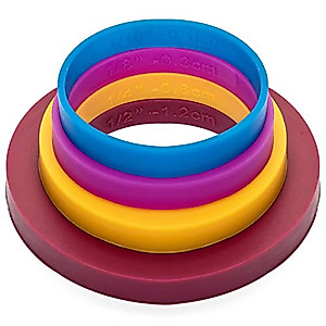GreenOlive Rolling Pin Guide Ring Spacer Bands (8 Piece Set) Multicolored Flexible Silicone Slip On Baking Accessories Fit 1 3/4” to 2” Wide Dough Rollers