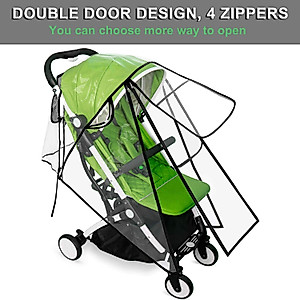 Universal Stroller Rain Cover, Double Door Design & Large Storage Baby Stroller Weather Shield, Waterproof Stroller Cover, Food Grade EVA, Eye Protect (L)