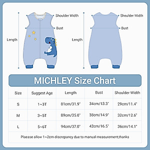 MICHLEY Baby Sleeveless Zipper Sleeping Bag, Autumn Winter Sleeping Sack Polyester Wearable Blankets for Toddler Boy Girl, Dinosaur, M