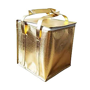 ULTECHNOVO Baking Tote Cake Delivery Bag Thermal Lunch Bag Thermal Bag for Food Delivery Drink Cooler Portable Gold Handbag Portable Cooler Bag Fresh-keeping Food Tote Zipper Design Food Bag