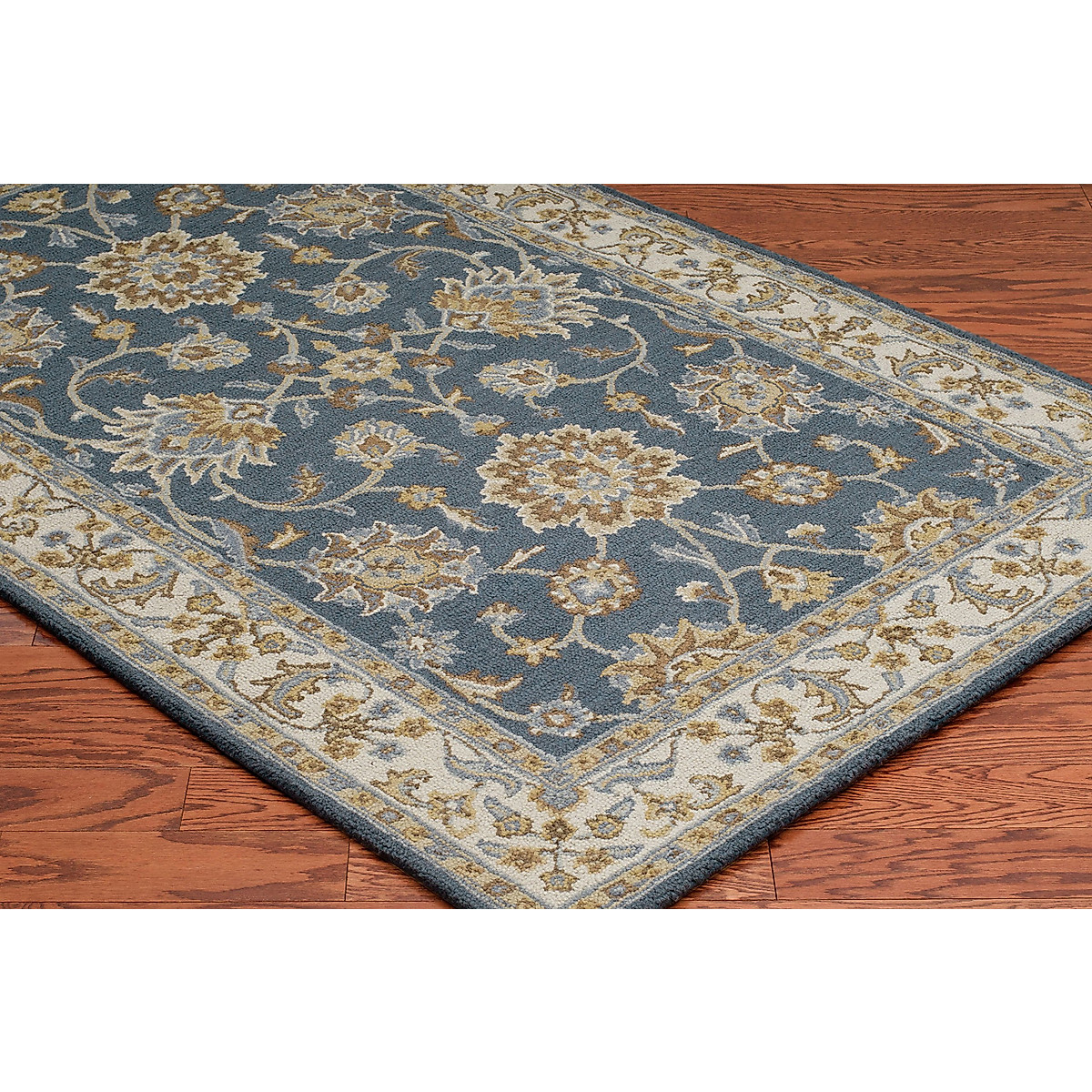 Rizzy Home Ashlyn Collection Wool Area Rug, 2'6" x 8', Blue/Ivory