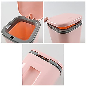 Xowine 0.5 Gallon Plastic Tiny Push-Button Trash Can, Desktop Mini Waste Can, Pink