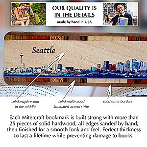 Personalized Seattle, Washington Skyline - Color Wooden Bookmark with Tassel - Made in USA