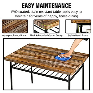 GRAVFORCE 6-Piece Home Dining Table Set, Kitchen Table and Chairs Set for 6 w/Storage Racks, Rectangular Table, Bench, 4 Chairs for Living Room, Dining Room, Small Apt, Dinette - Brown