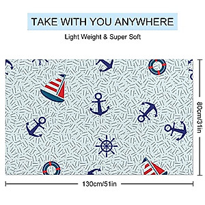 My Little Nest Bath Towels Quick Dry Bathroom Towels Sailboat Anchor Steering Wheel Absorbent Shower Towels Soft Hand Towel Wash Cloths for Spa Pool Hotel Gym 31" x 51"