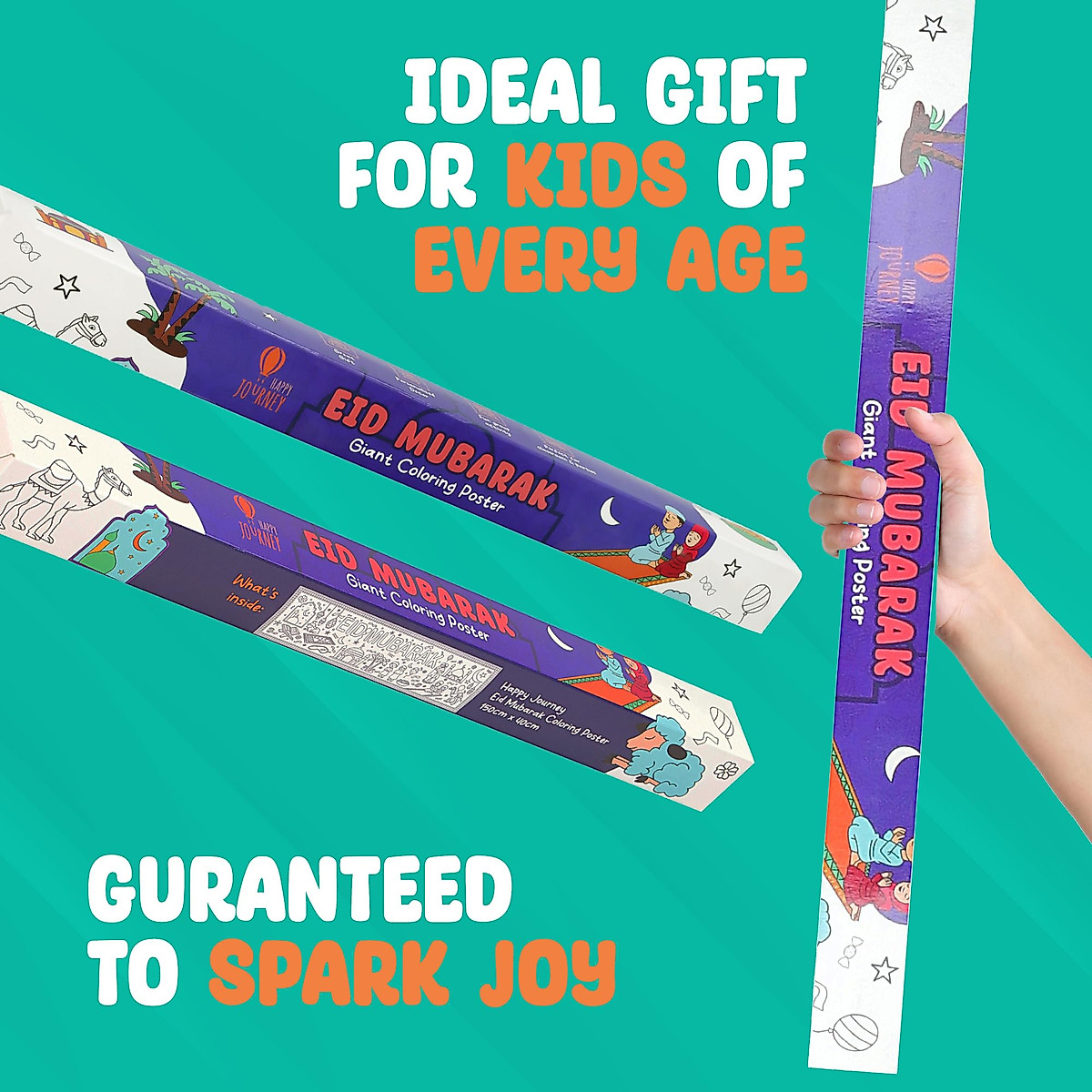 Eid Mubarak Colouring Poster - Fantastic Eid Gift for Kids and Eid Crafts for Kids - Lovely Eid favor and Islamic Gift for Kids - Great Eid Decoration Islamic Art Eid Art and Eid Banner and Present