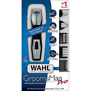Wahl 9855-300 Groomsman Pro All-in-one Rechargeable Grooming Kit, Black/Silver