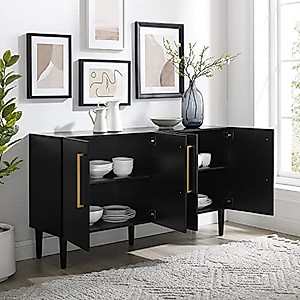 Crosley Furniture Everett Mid-Century Modern Sideboard, Matte Black