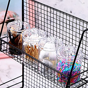 12 Pack Cotton Ball Dispenser Clear Apothecary Jars with Labels Acrylic Cotton Swab Holder Transparent Cotton Ball Container Round Flosser Organizer Cotton Balls Storage Bathroom Canisters