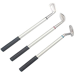 SIPLIV Metal Golf Rollerball Pen Set (3 Colors Ink), Mini Golf Balls Toy Desktop Golf Gift Set Includes Putting Green, Flag, 3 Golf Clubs Pens and 2 Balls