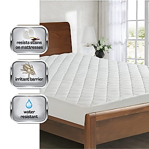All-In-One Water-Resistant All-Season Cooling and Warming Reversible Fitted Mattress Pad, Full,White