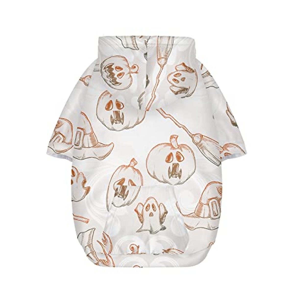 DDFS Classic White Color Dog Halloween Costumes Puppy Clothes with Pocket Fashion Design Pumpkin Pattern Comfy Soft Flattering Doggie Outdoor Pullover Dog Hoodies Puppy Shirts Sweatshirts Small Size