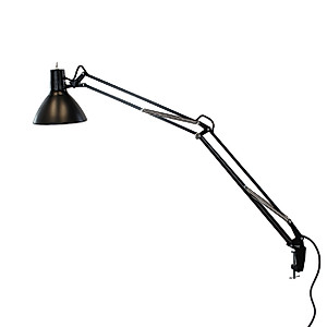 Luxo LS1ABK LS 23W CFL Task Light, 45" Powder-Coated Arm with External Springs, Edge Clamp, Black