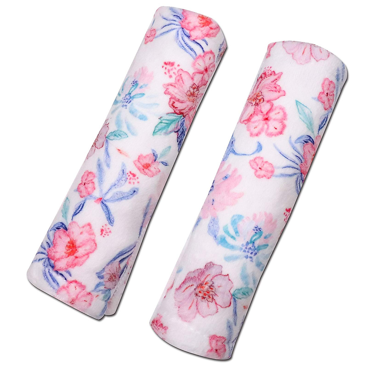 Baby Car Seat Belt Covers, Floral Stroller Seat Strap Covers, Car Seat Straps Shoulder Pads for Girls Boys, Mink Seat Belt Protectors for Car Seats/Pushchair, for Kids Newborn Infants Toddlers