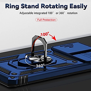 AYMECL for S20 Phone Case,Galaxy S20 Case with 2 Pcs Self-Healing Film,Slide Camera Cover Protective Case with Magnetic Ring Kickstand for Samsung Galaxy S20 5G,Blue