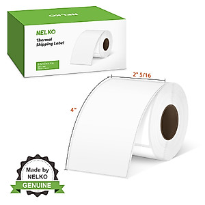 NELKO 4" x 2" 5/16 Direct Thermal Labels, Perforated Shipping Labels, Compatible with NELKO, MUNBYN, Rollo, JADENS, ASprink & iDPRT Printers, BPA & BPS Free, 300 Labels/Roll