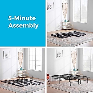 Linenspa 5 Inch Gel Memory Foam Mattress with Linenspa 14 Inch Folding Platform Bed Frame - Queen