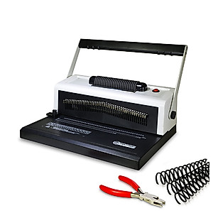 PrintFinish Coilbind S25A Upgraded Spiral Coil Binding Machine - with Electric Coil Inserter - Professionally Bind Presentations Documents - Free Crimper Free Box of 100 Plastic coils - 4 to 1 Pitch
