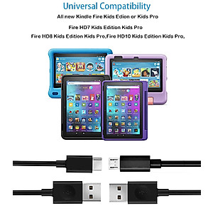 Kids Fire Tablet Charger with 5Ft USB C&Micro USB Cord Fit for Fire HD 7 8 10 Kids Edition,Fire 7 8 10 Plus Kids Pro and Kindle Kids Edition…