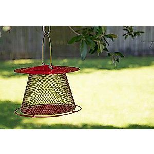 Collapsible Hanging Mesh Wild Bird Feeder - for Red Cardinals, Finch, Perching, Clinging and Hanging Birds - All Metal Premium Construction and Zinc Plated Resists Rust - by Squirrel Guard