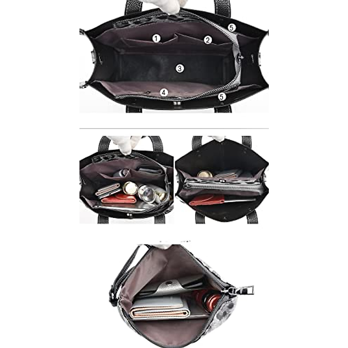 Shoulder Bag for Women Zebra Print Cows Deer Pattern PU Tote Purse Satchel Handbag Matching Clutch (Zebra print),Black and White