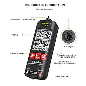 SUETTLA A1 Voltage Tester, Non Contact Voltmeter Digital Smart Multimeter Electric Detector for Measure AC/DC Volt, Liver Wire, Resistance, Continuity