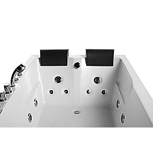 Empava 71 in. Acrylic Alcove Whirlpool Bathtub - Hydromassage Rectangular Jetted Soaking Tub with Right Side Drain - 3-Side Apron - Waterfall Faucet , White