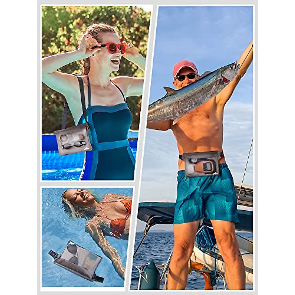 HEETA 2 Pack Waterproof Pouch, Screen Touch Sensitive Waterproof Dry Bag with Adjustable Waist Strap | Keep Your Phone and Valuables Dry | for Swimming Kayaking Boating Fishing Beach Diving Surfing