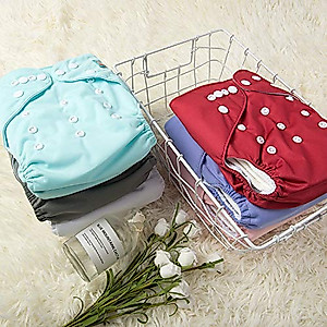 ALVABABY Cloth Diaper, One Size Adjustable Washable Reusable for Baby Girls and Boys 6 Pack with 12 Inserts 6BM100