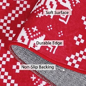 ROYHOME Washable Christmas Area Rug Snowflake and Xmas Tree Boho Area Rugs Carpet Holiday Decorative Carpet Rug Velvet Coffee Table Accent Rug Farmhouse Dining Table Rug Bedroom Decor, 4' x 6'