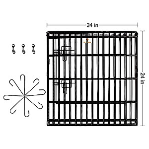 PEEKABOO Dog Pen Pet Playpen Dog Fence Indoor Foldable Metal Wire Exercise Puppy Play Yard Pet Enclosure Outdoor 8 Panels 24 Inch (Only Black playpen)